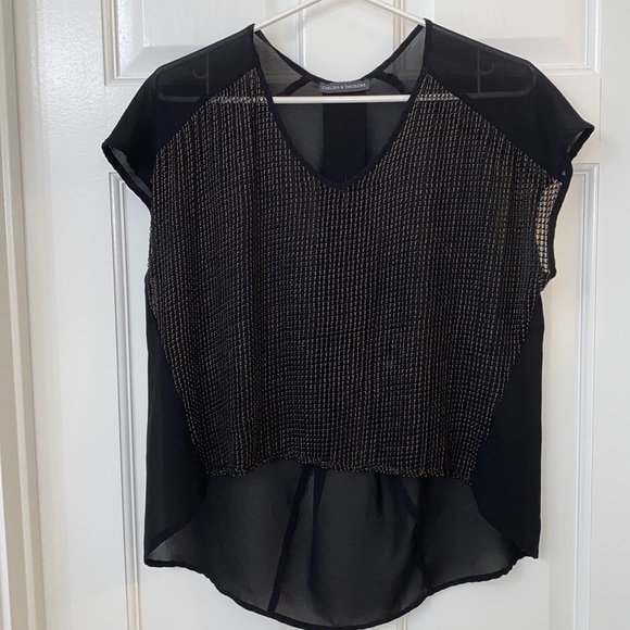 Chelsea & Theodore | Tops | Chelsea Theodore Black Top With Gold Metal ...